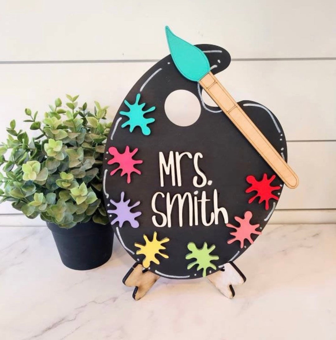 Art Teacher Personalized Desktop Palette Sign,paint Art Teacher Sign ...