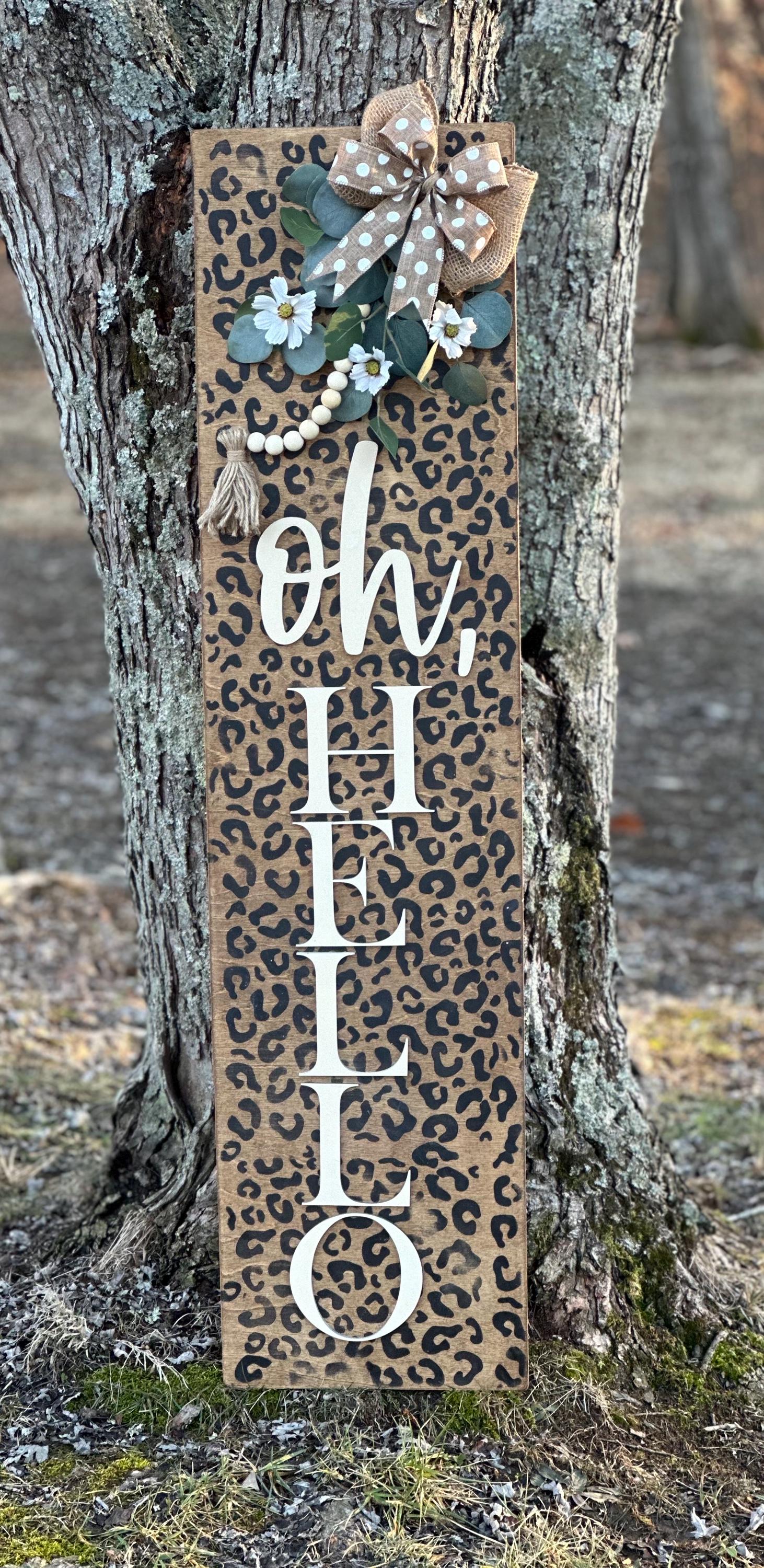 Leopard Print Welcome Sign: Farmhouse Front Porch Leaner - Etsy