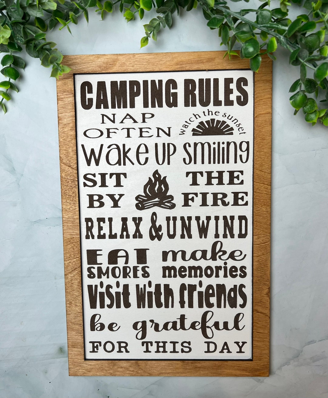 Camping Rules Sign With Frame,camper Decorations,camper Decor Camper ...