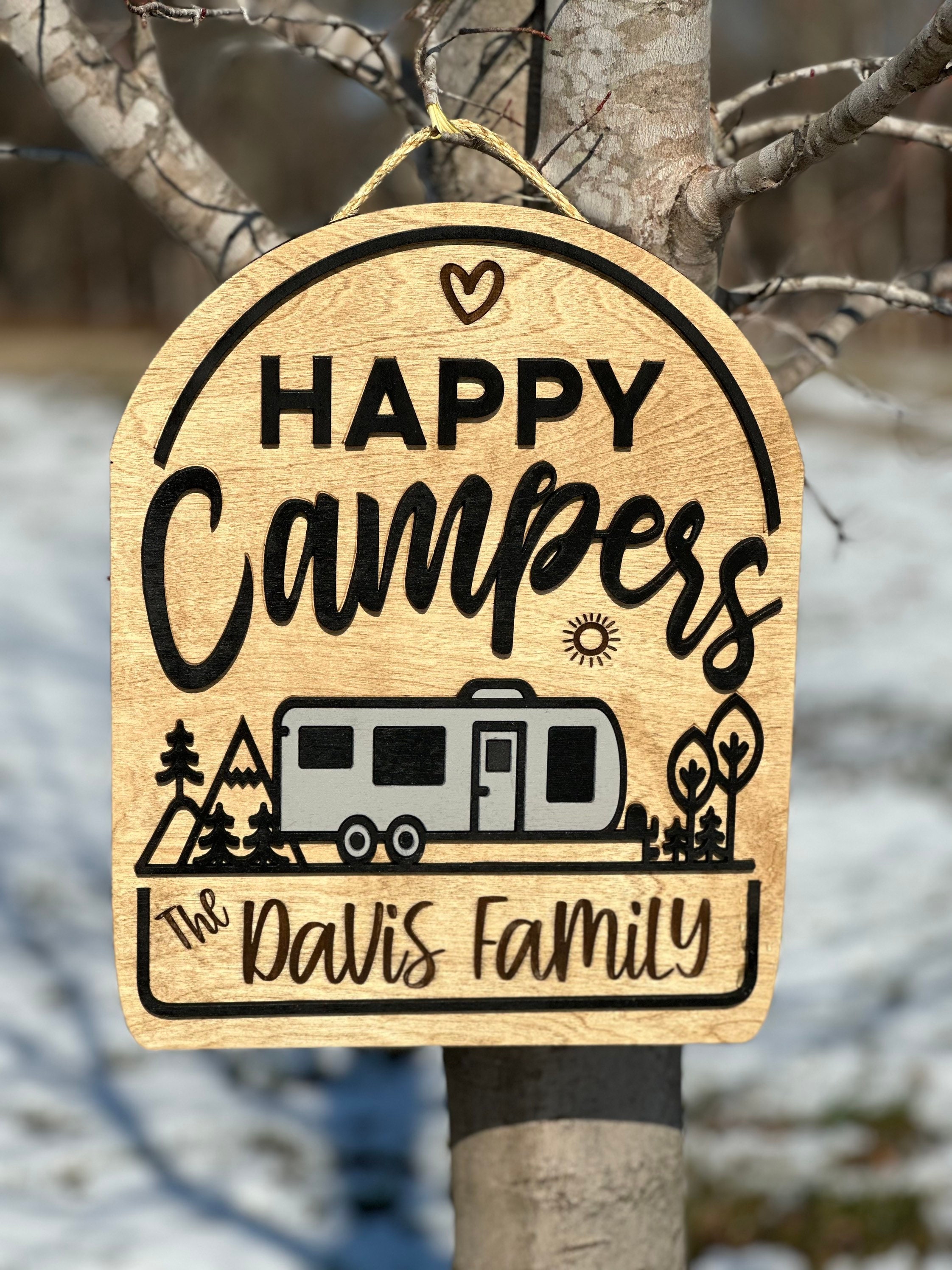 Happy Camper Personalized Sign Camper Decorations - Etsy