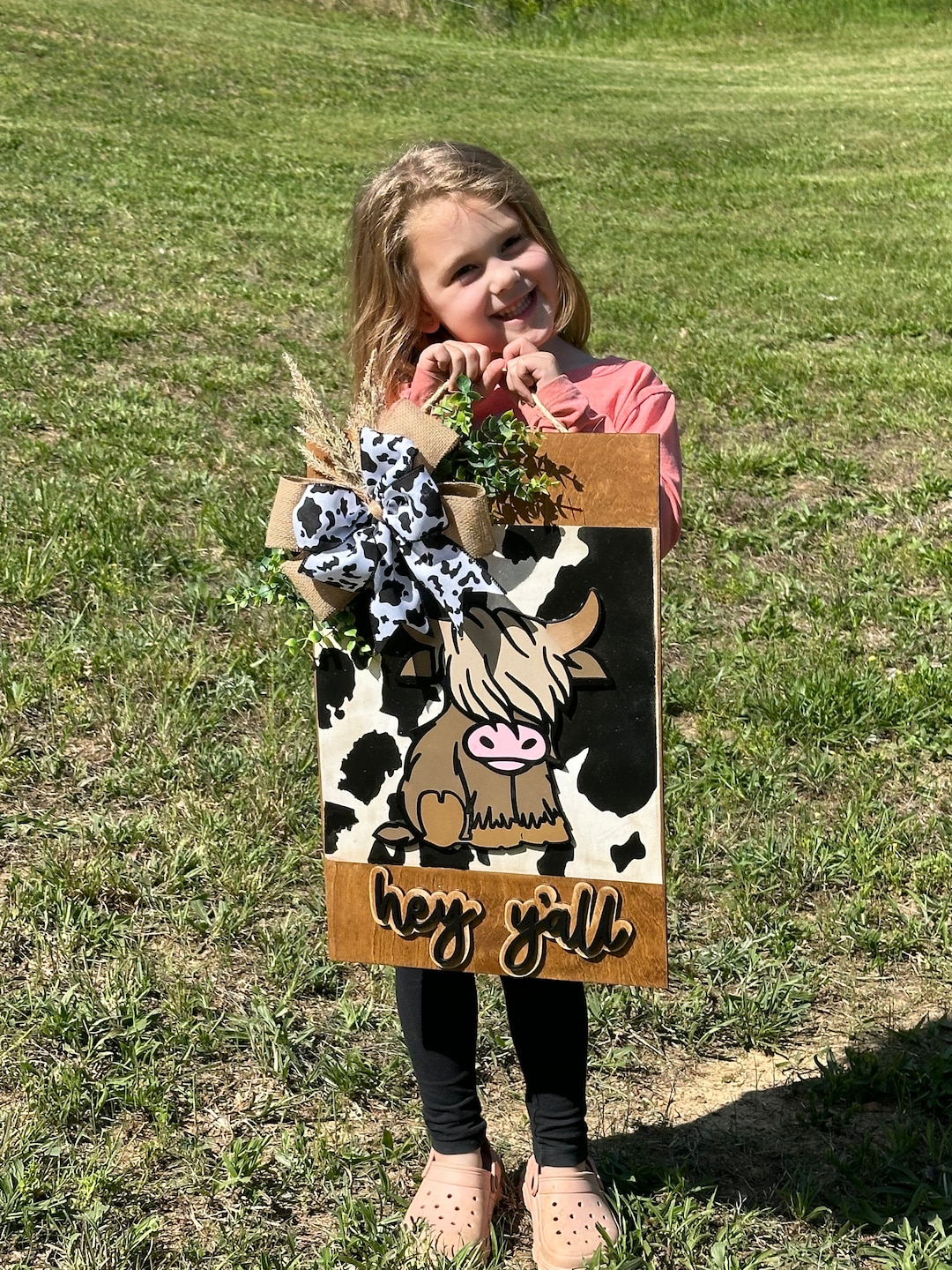 Highland Cow Welcome Door Hanger, Farmhouse Door Hanger, Housewarming ...