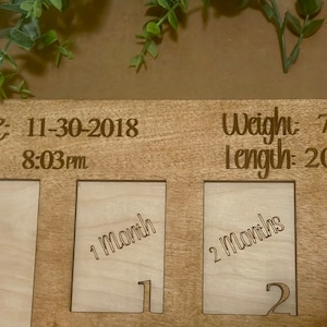 Baby First Year Picture Frame, Baby Monthly Frame With Birth Stats ...