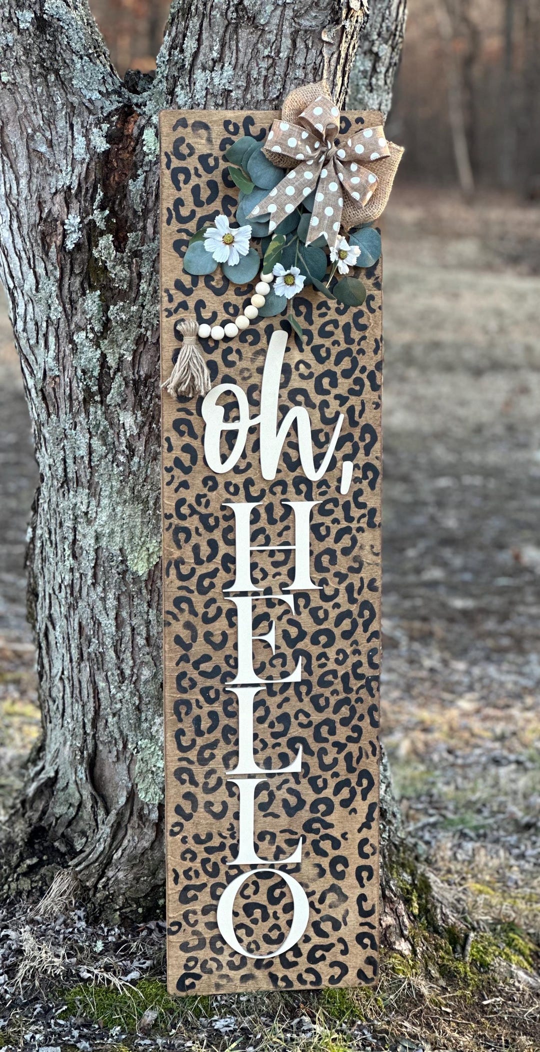 Leopard Print Welcome Sign: Farmhouse Front Porch Leaner - Etsy