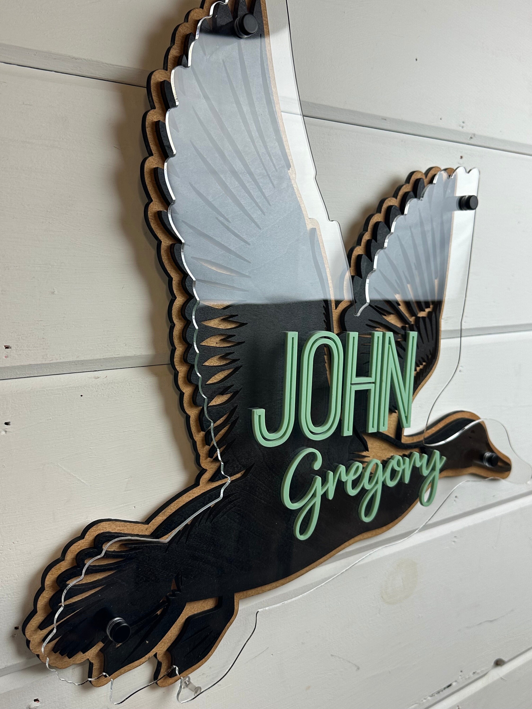 Flying Mallard Duck Name Sign: Custom Acrylic Nursery Decor - Etsy