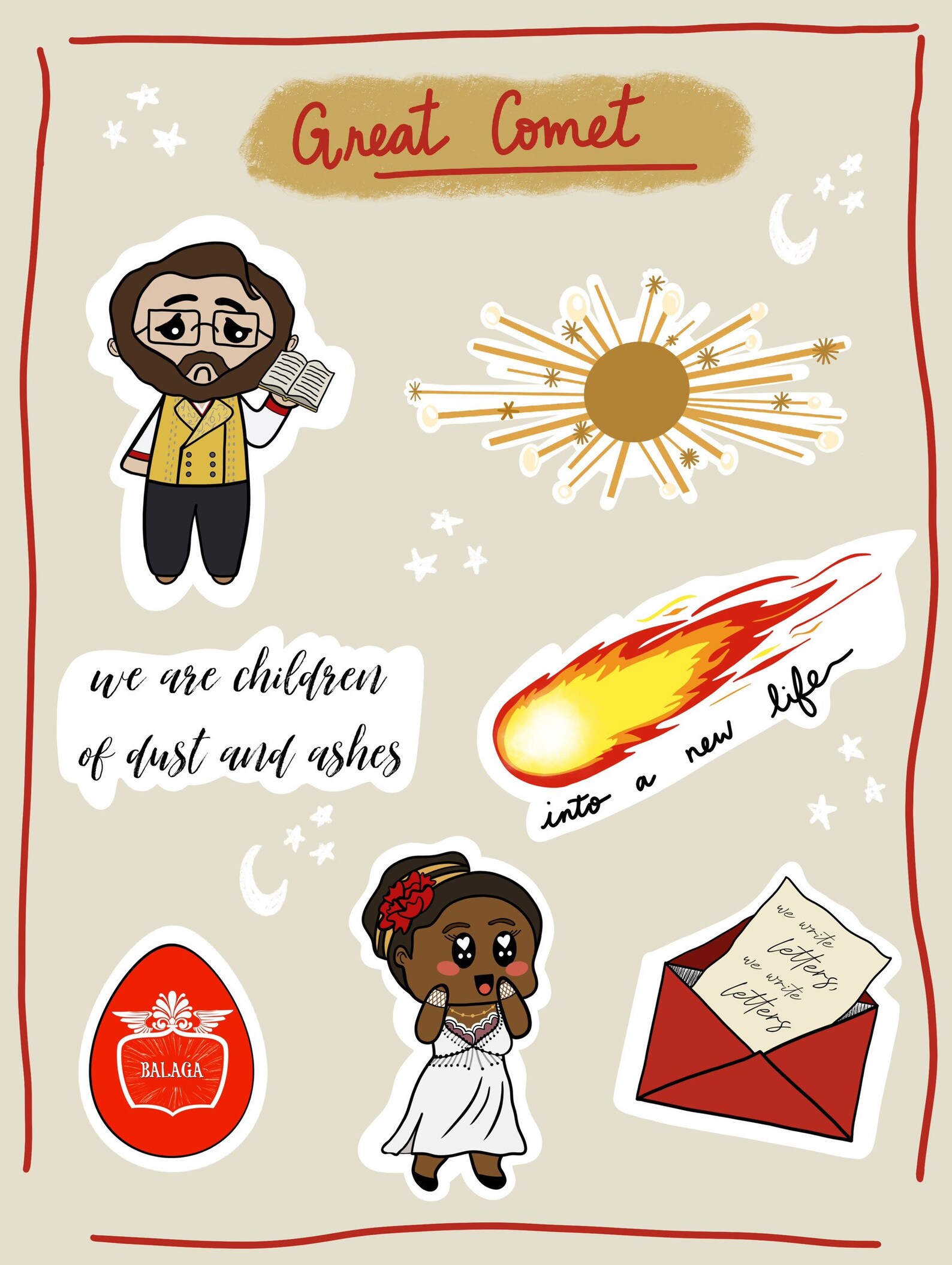 Great Comet Sticker Sheet Sticker Pack Dave Malloy Broadway | Etsy