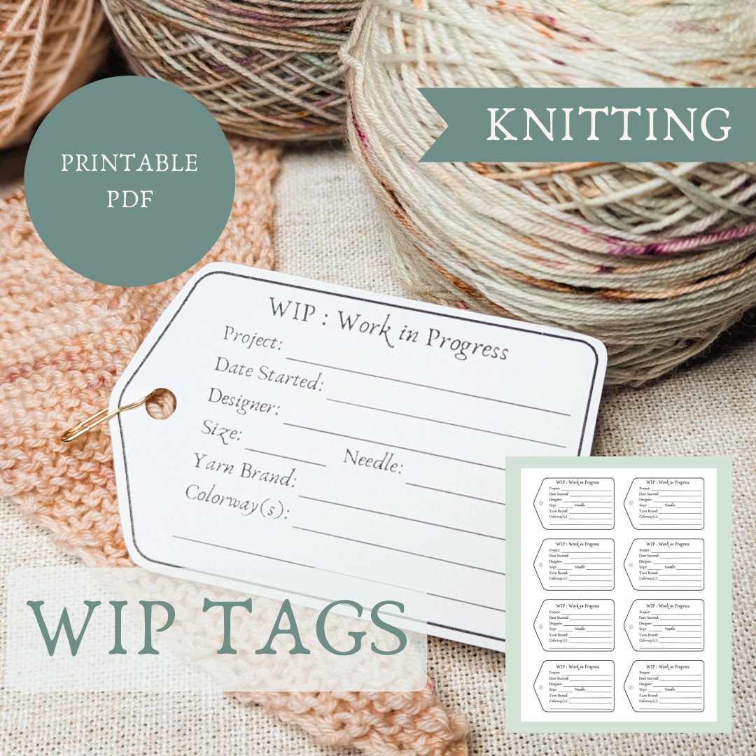 KNITTING WIP Tag Printable Instant Download Knitting Notions for ...