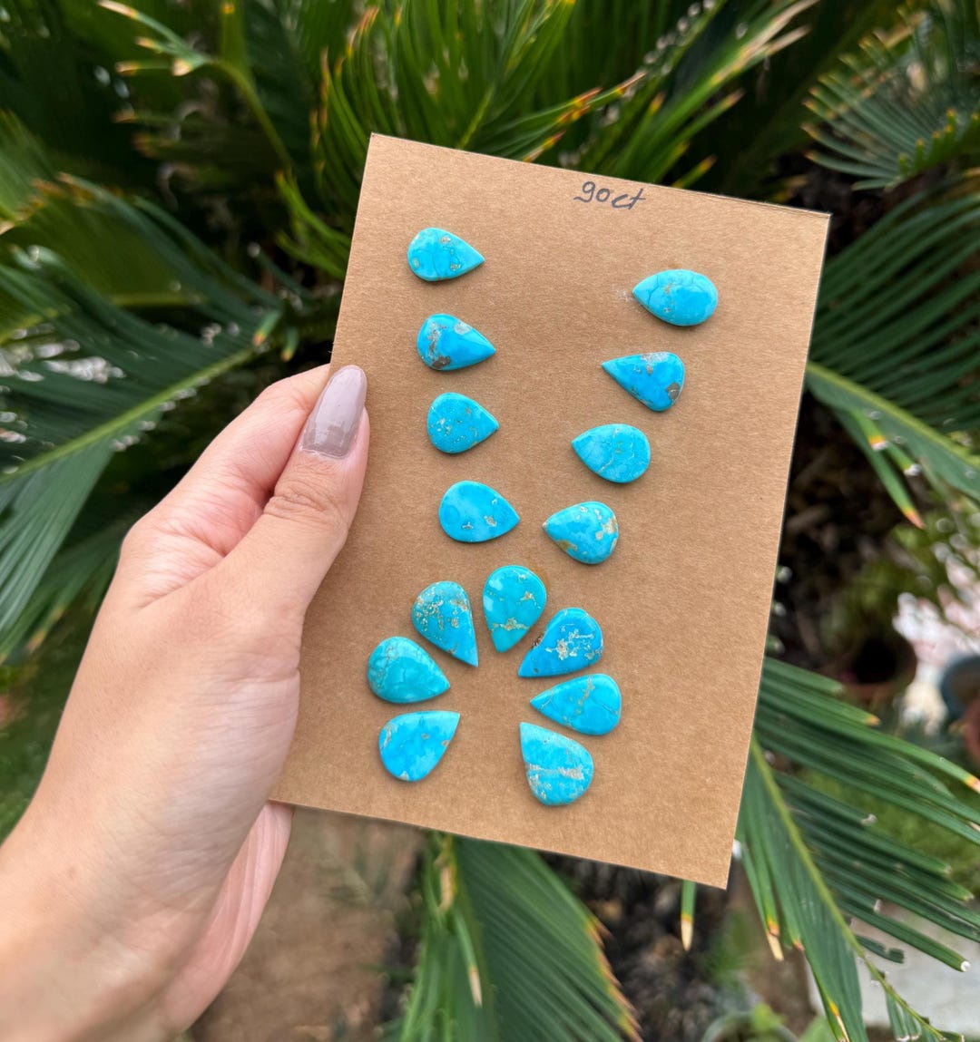 Natural Blue Ridge Turquoise Cabochon Layout Set, 90 Carat Loose Stones ...