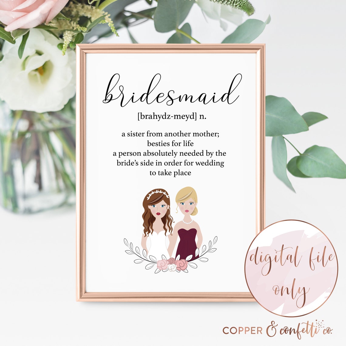 Custom Bridesmaid Definition Printable Bridal Illustration - Etsy