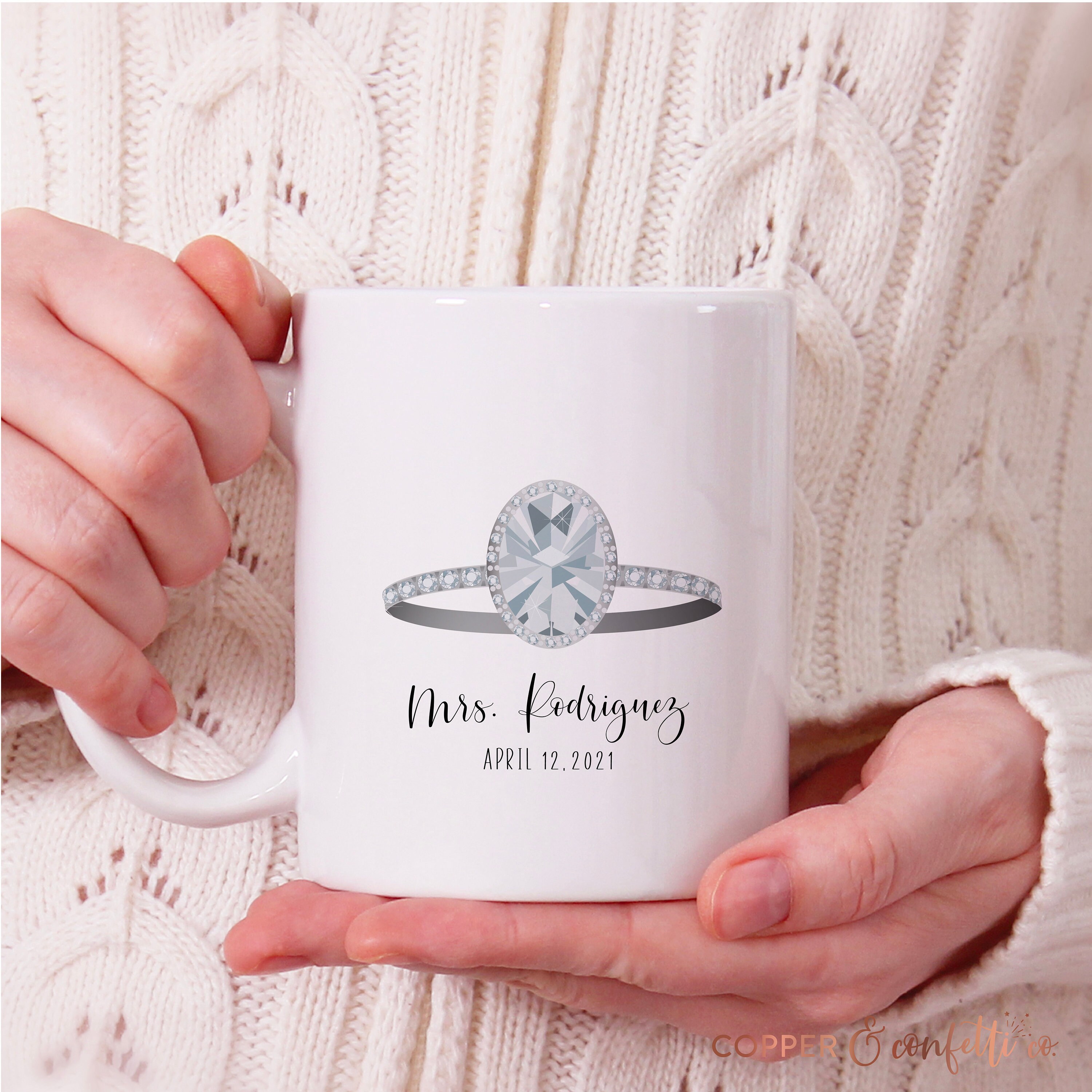 Custom Engagement Ring Illustration Mug 11 Oz Mug Ring | Etsy