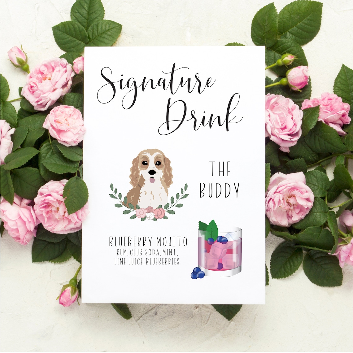 Custom Pet Signature Drink Sign 8x10 Print Illustrated Bar | Etsy
