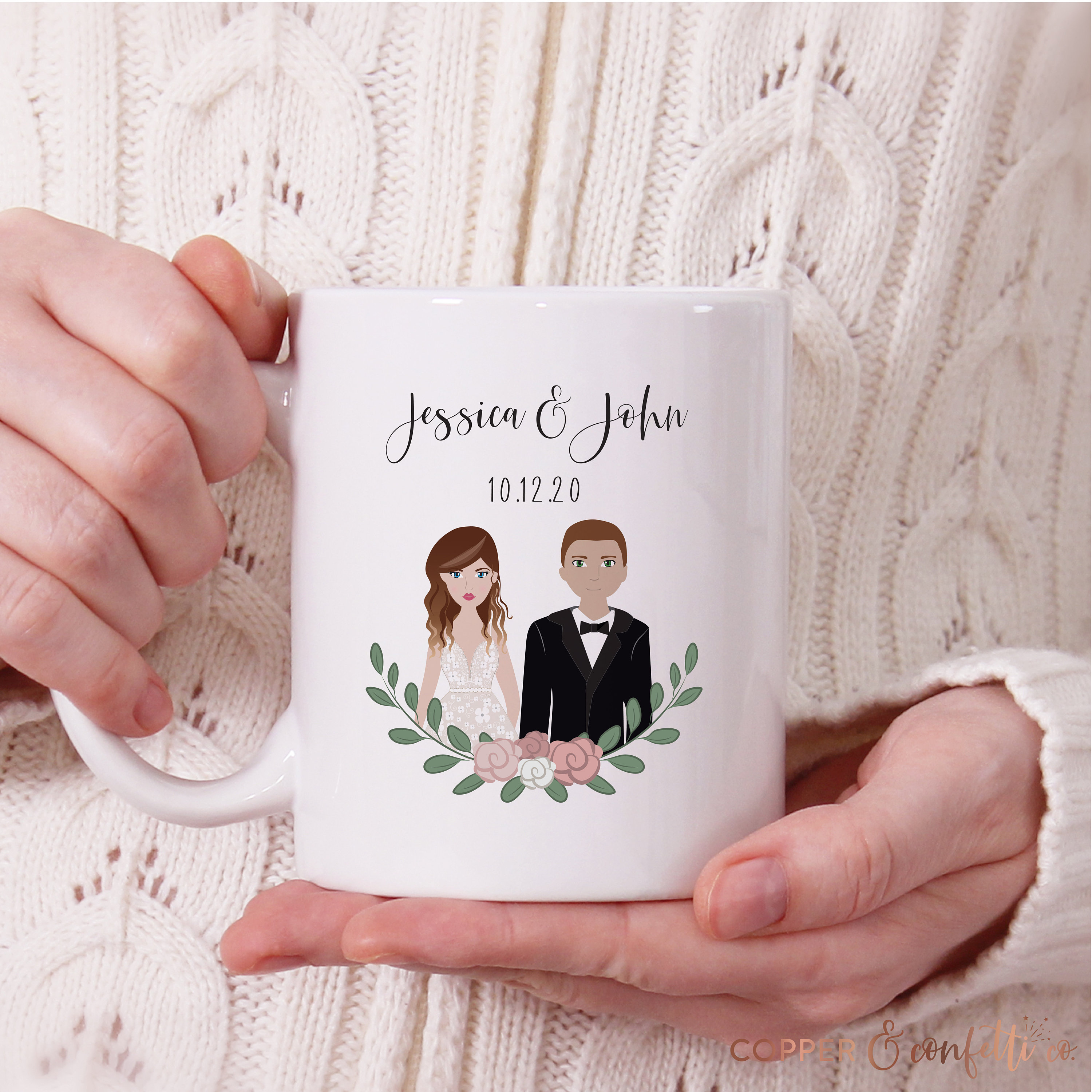 Custom Bride and Groom Illustration mug wedding gift wedding | Etsy