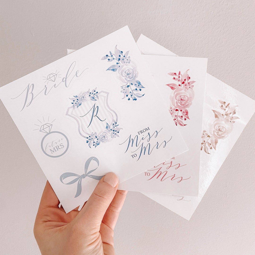 Bride Stickers, Watercolor Wedding Stickers, Sticker Sheet, Sticker ...