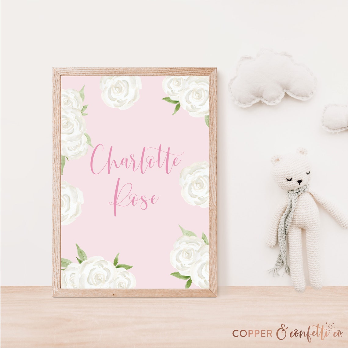 Custom Name Baby Girl Nursery Sign Floral Nursery Art Baby - Etsy