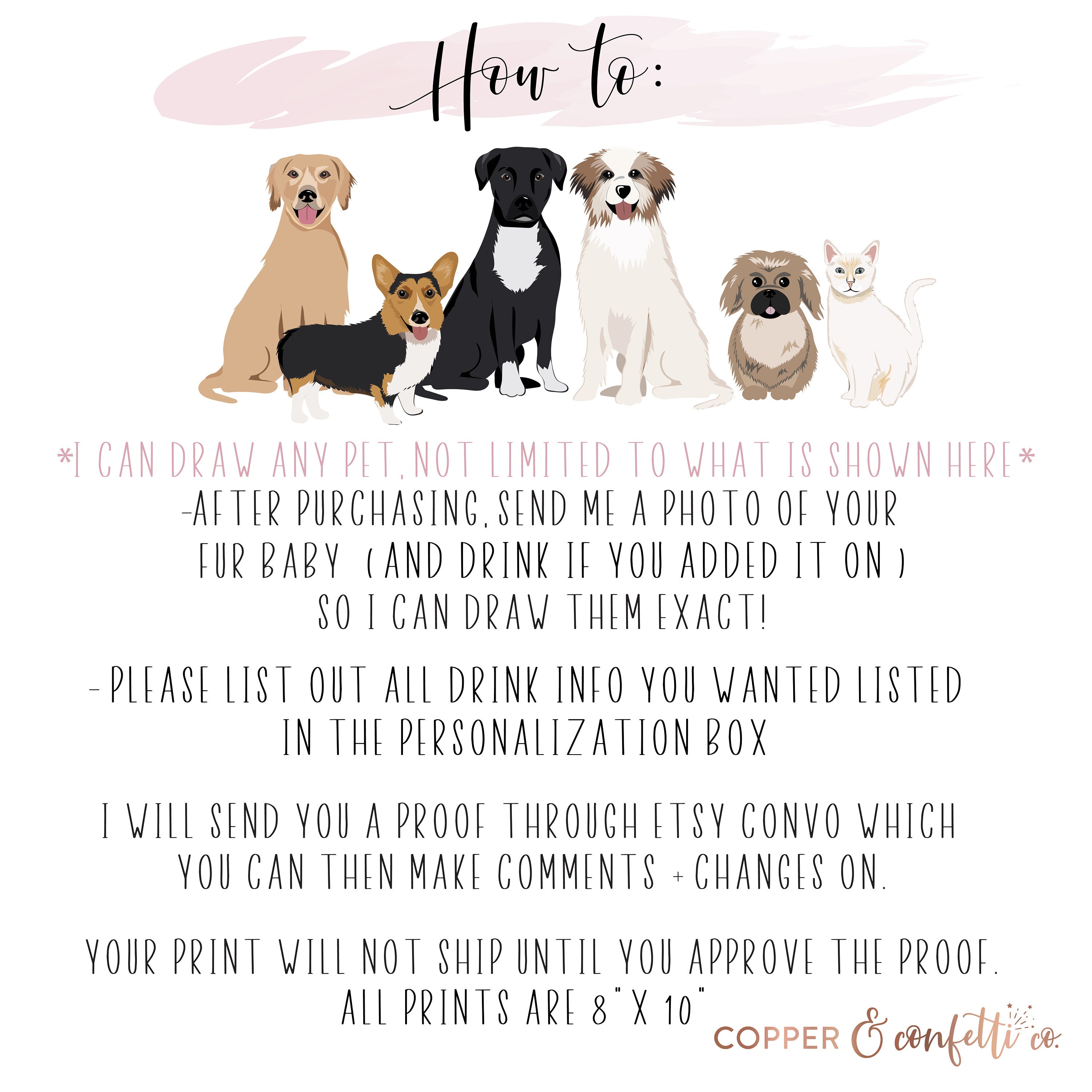 Custom 1 Pet Illustration Signature Drink Sign 8x10 Print | Etsy