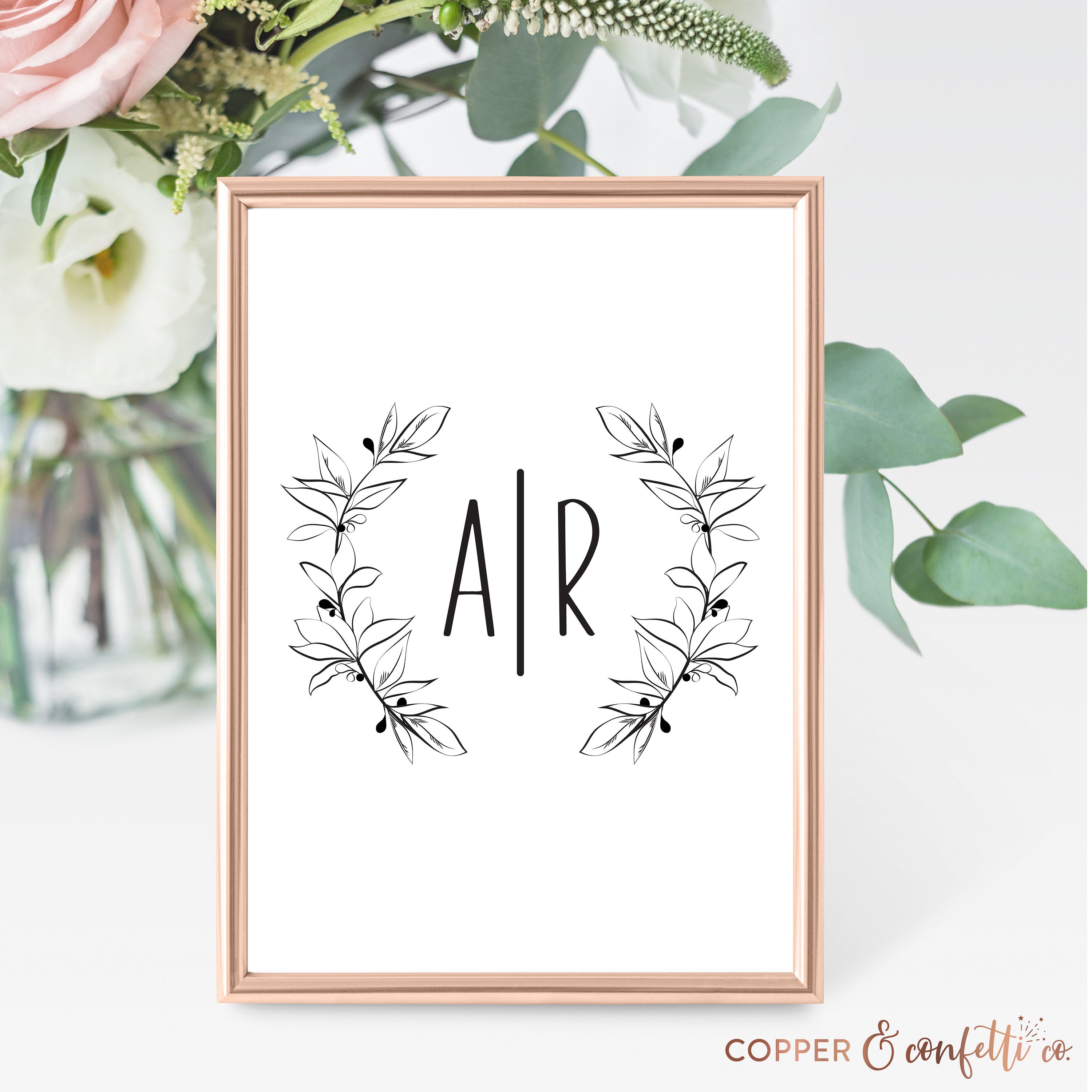 Digital Wedding Wreath Monogram, Wedding Logo, Personalized Wedding ...