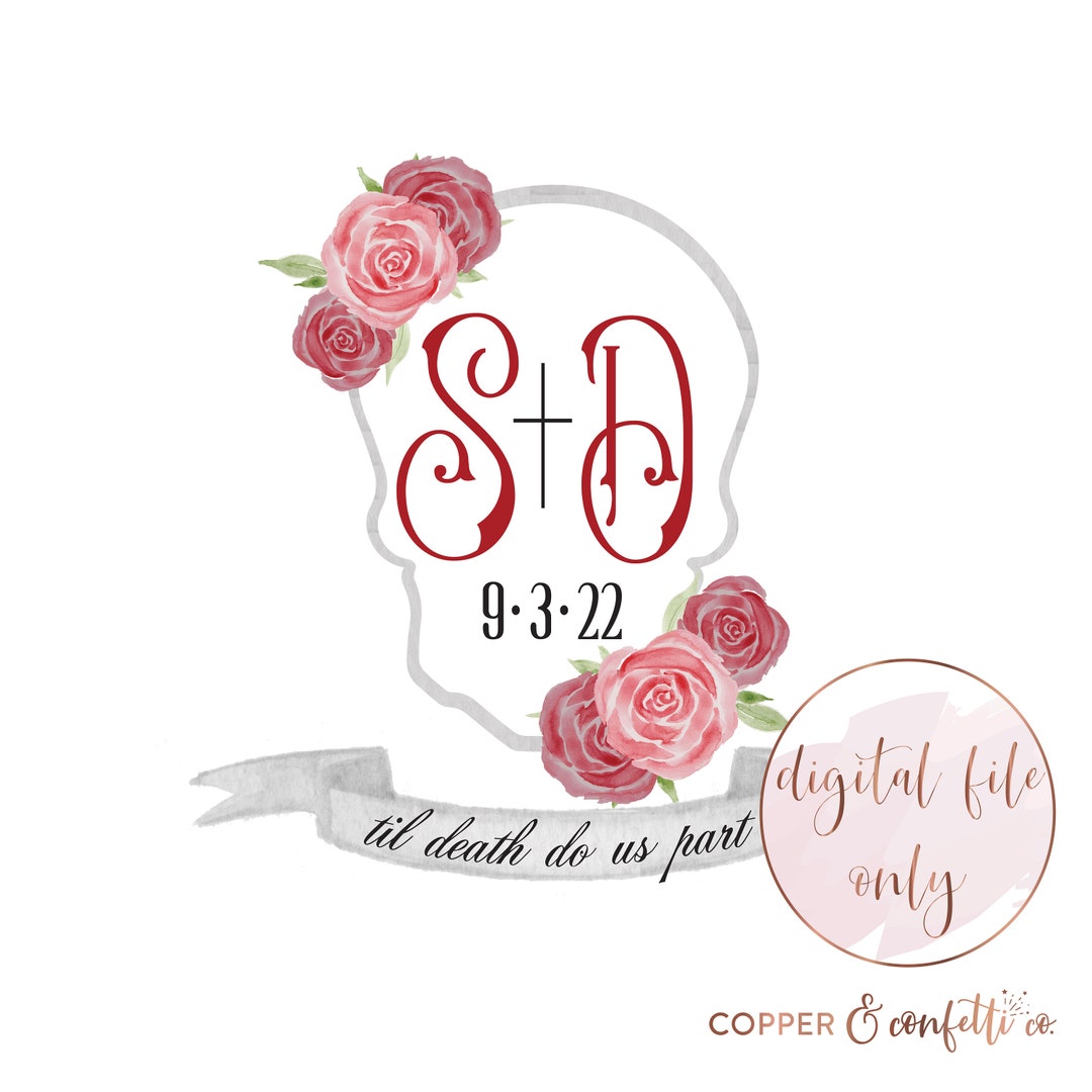 Custom Halloween Wedding Crest, Til Death Wedding, Digital Wedding Logo ...