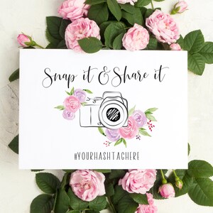 Watercolor Floral Hashtag Sign, Print at Home, Custom Hashtag Print ...