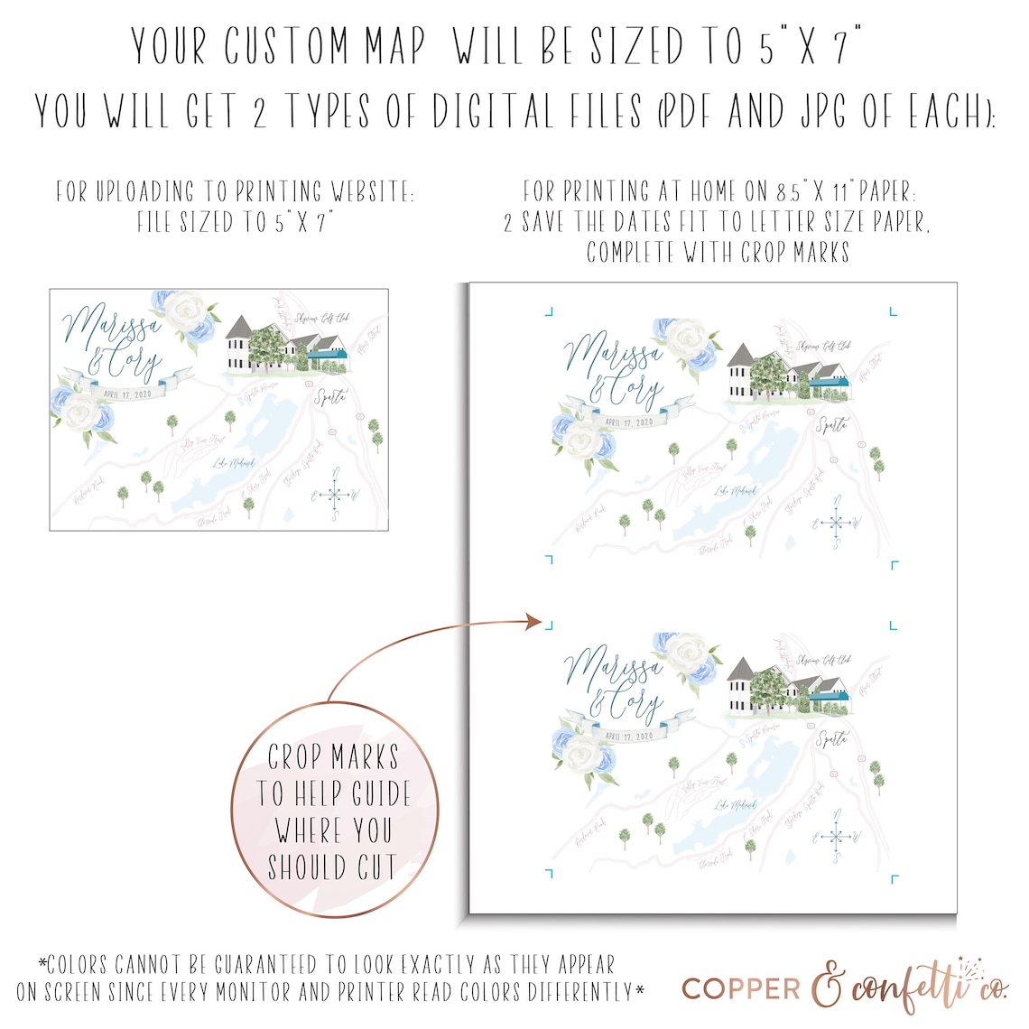 Custom wedding map print at home wedding art digital | Etsy