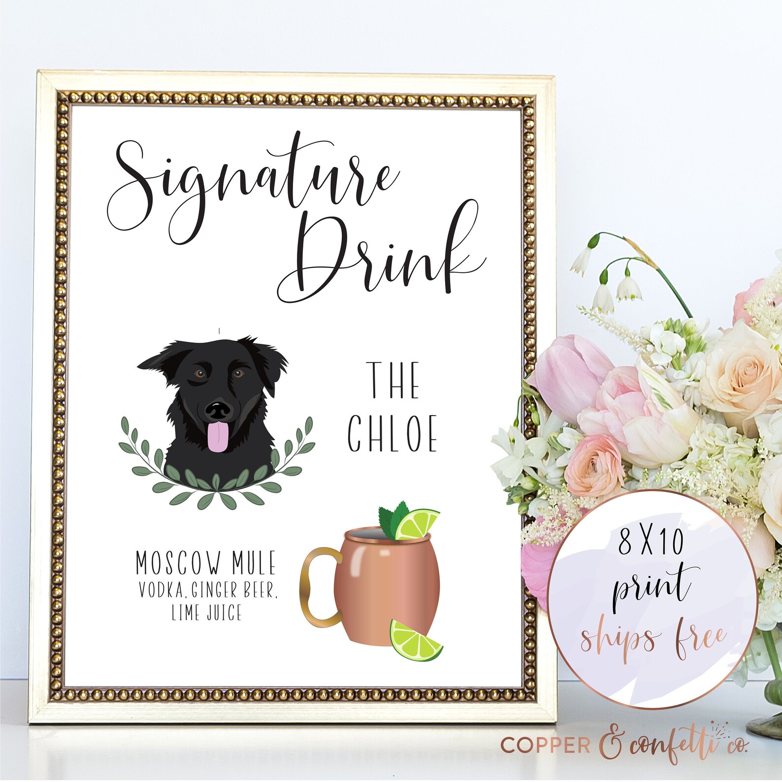 Custom Pet Signature Drink Sign 8x10 Print Illustrated Bar | Etsy