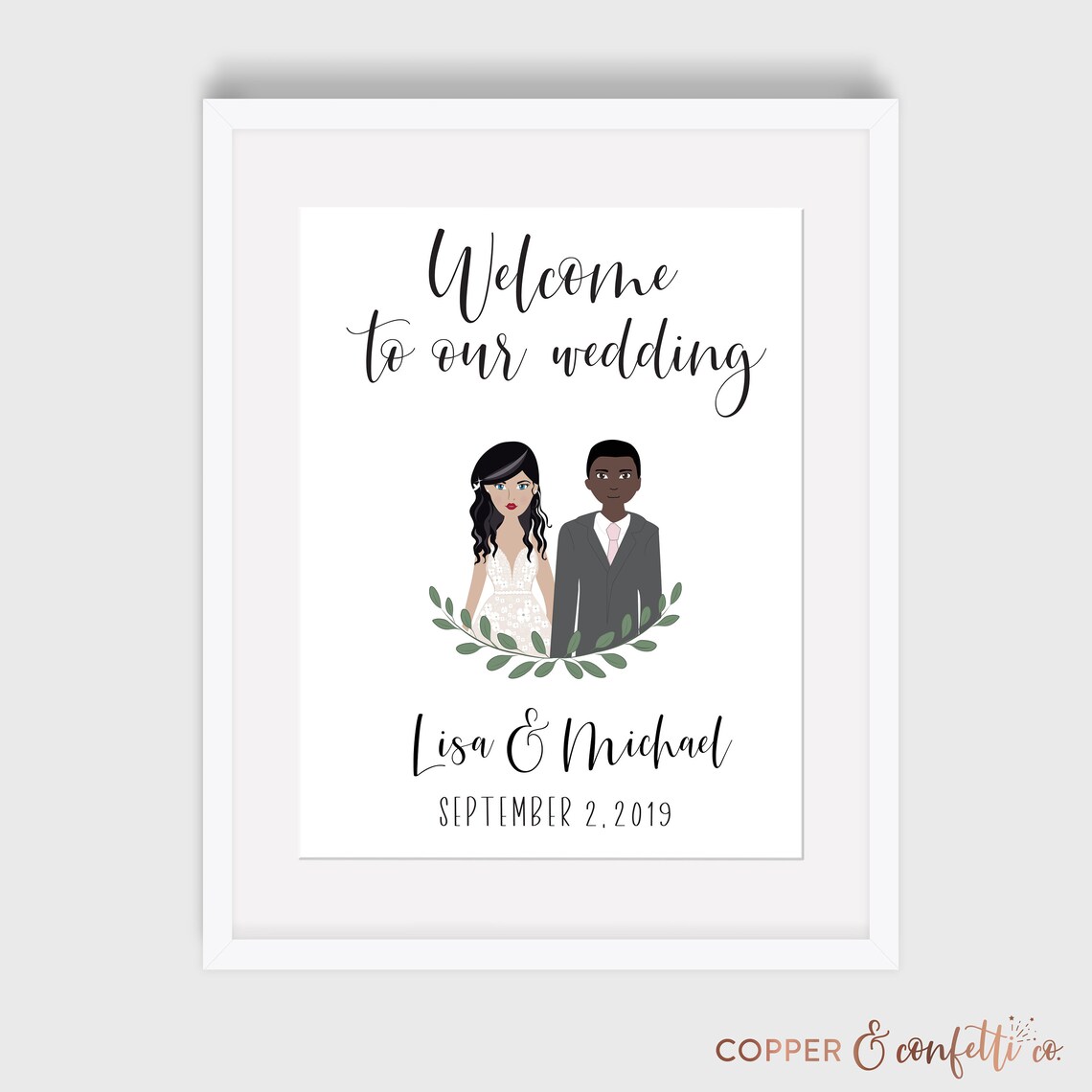 Custom Portrait Wedding Welcome Sign Bridal Illustration - Etsy