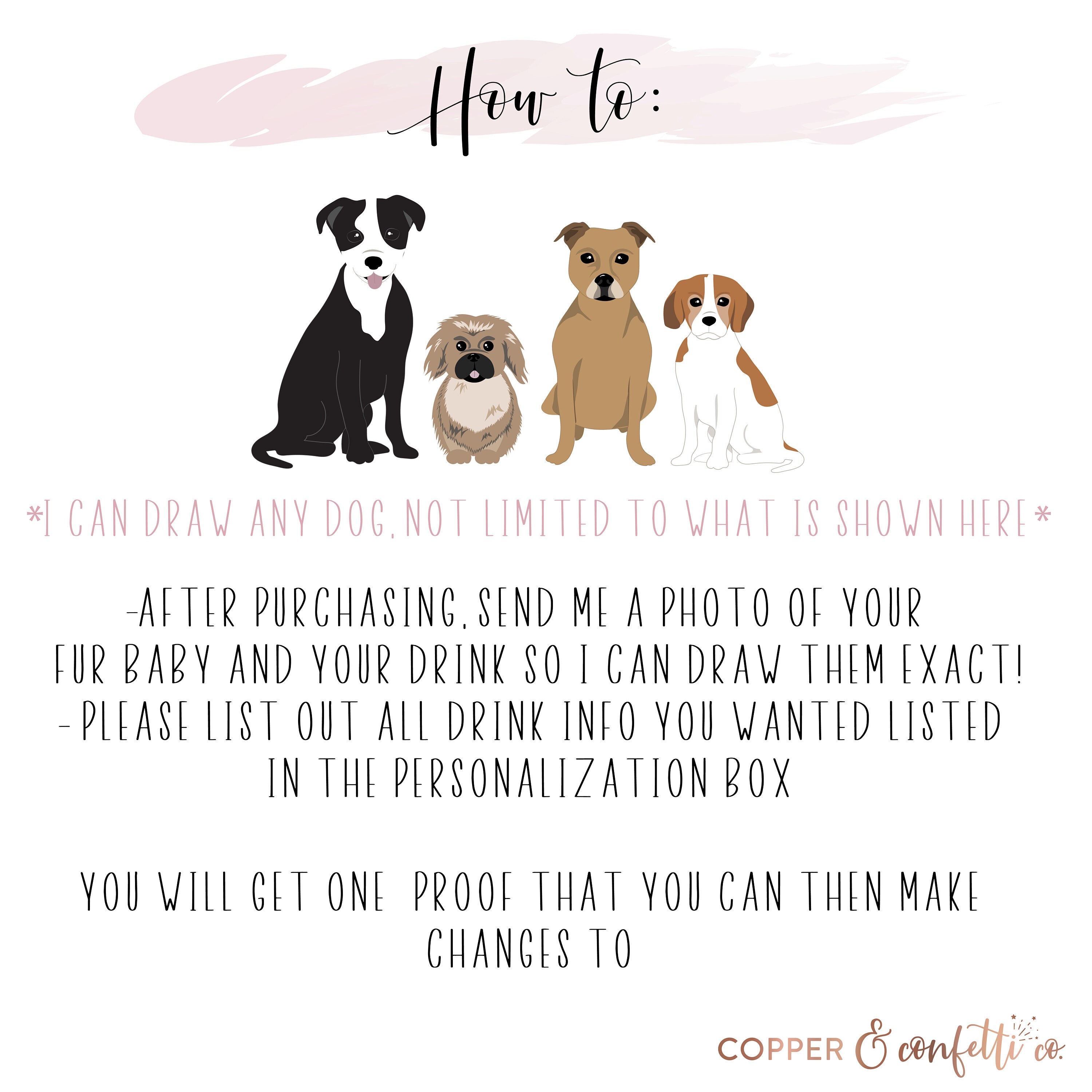 Custom Pet Illustrated Signature Cocktail Sign, Print at Home, Digital ...