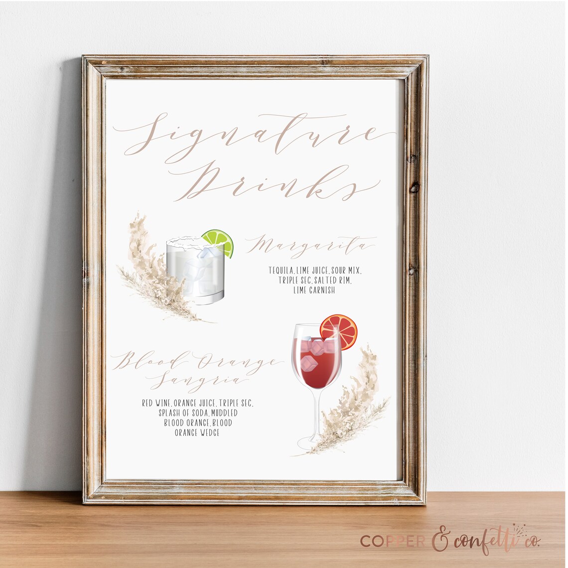 Custom boho signature drink sign signature cocktail | Etsy