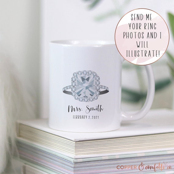 Custom Engagement Ring Illustration Mug 11 Oz Mug Ring | Etsy