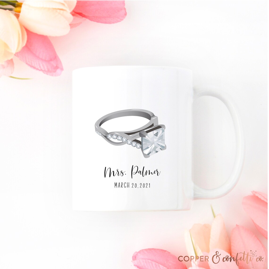 Custom Engagement Ring Illustration Mug 11 Oz Mug Ring | Etsy