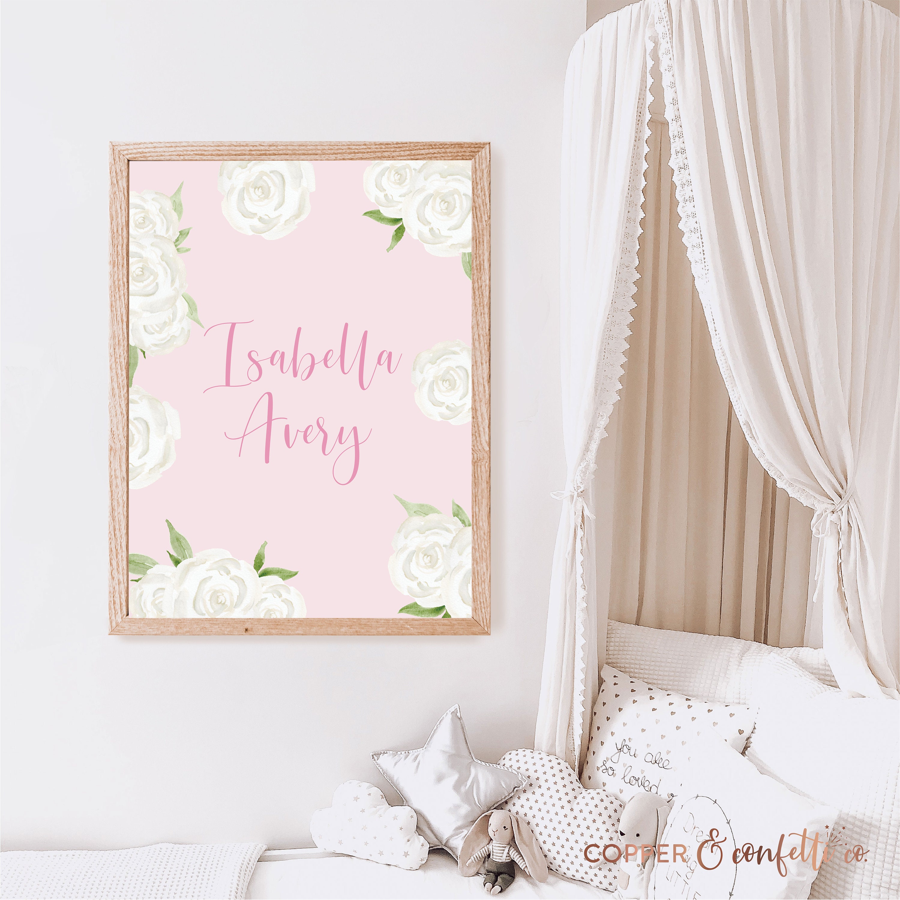Custom Name Baby Girl Nursery Sign Floral Nursery Art Baby - Etsy