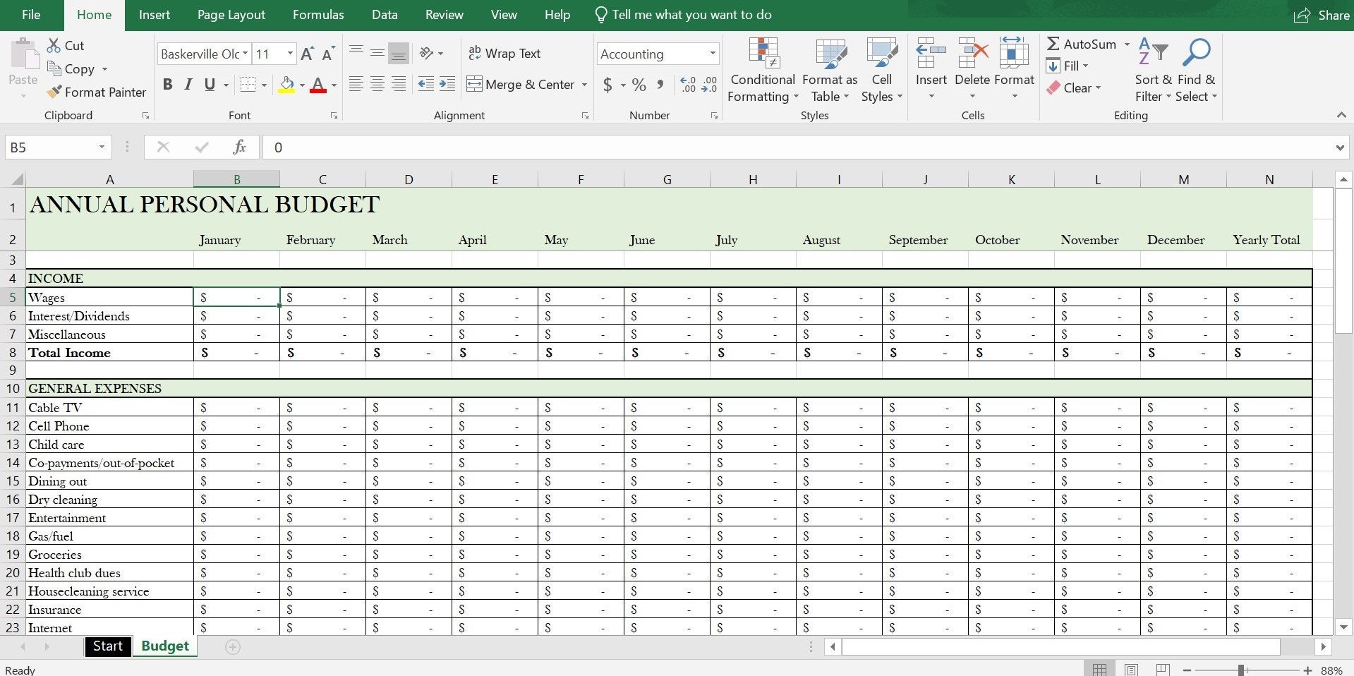 Annual Budget Planner Excel Template Simple Instant Download - Etsy