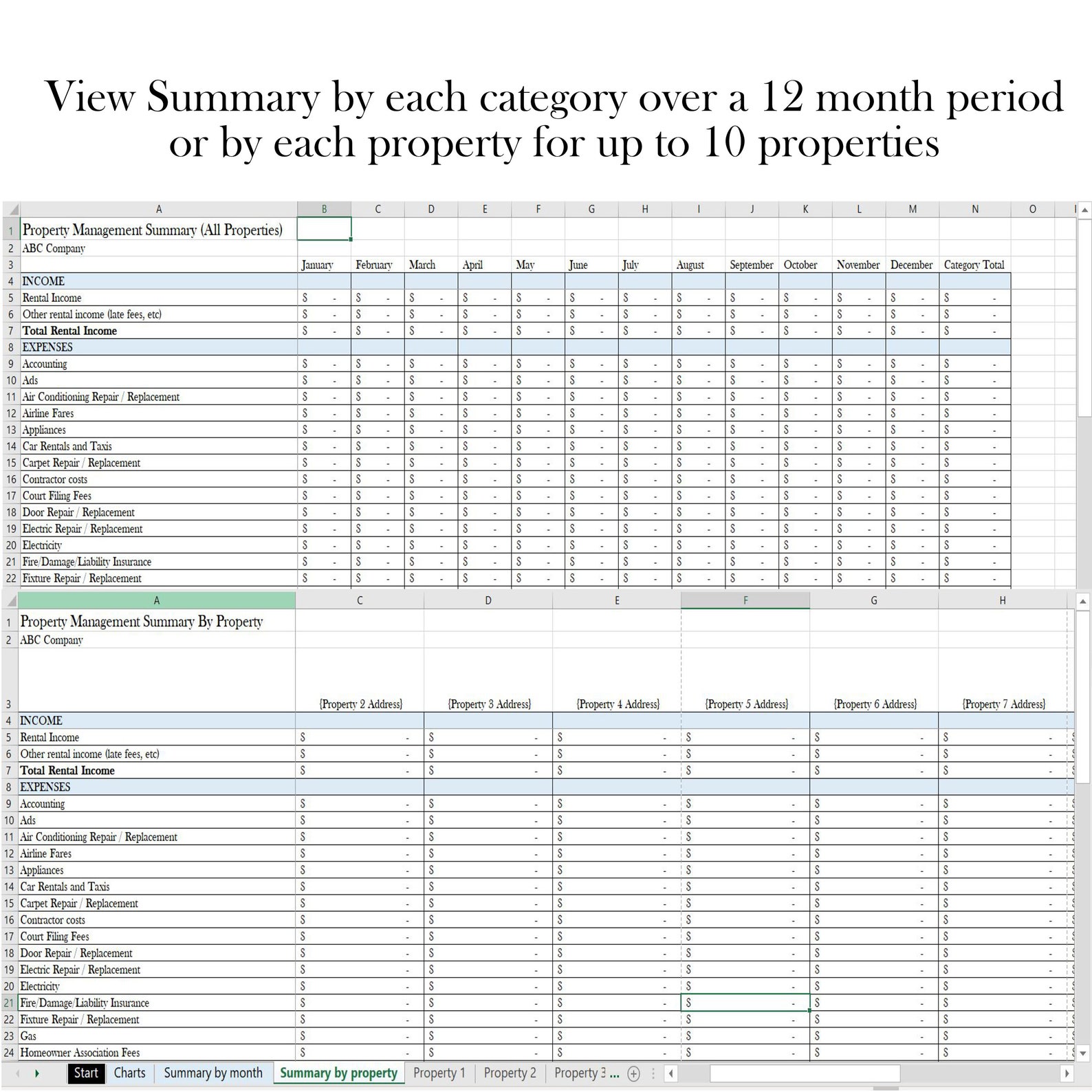 10 Property Tracking Expense and Rental Income Tracking Template - Etsy