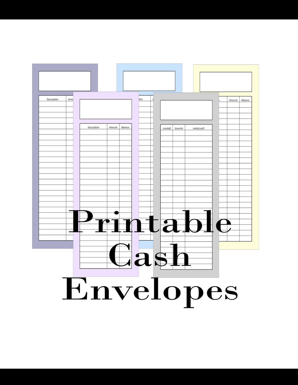 Printable PDF Cash Envelopes Set of 5 Budget Planning Instant Download ...