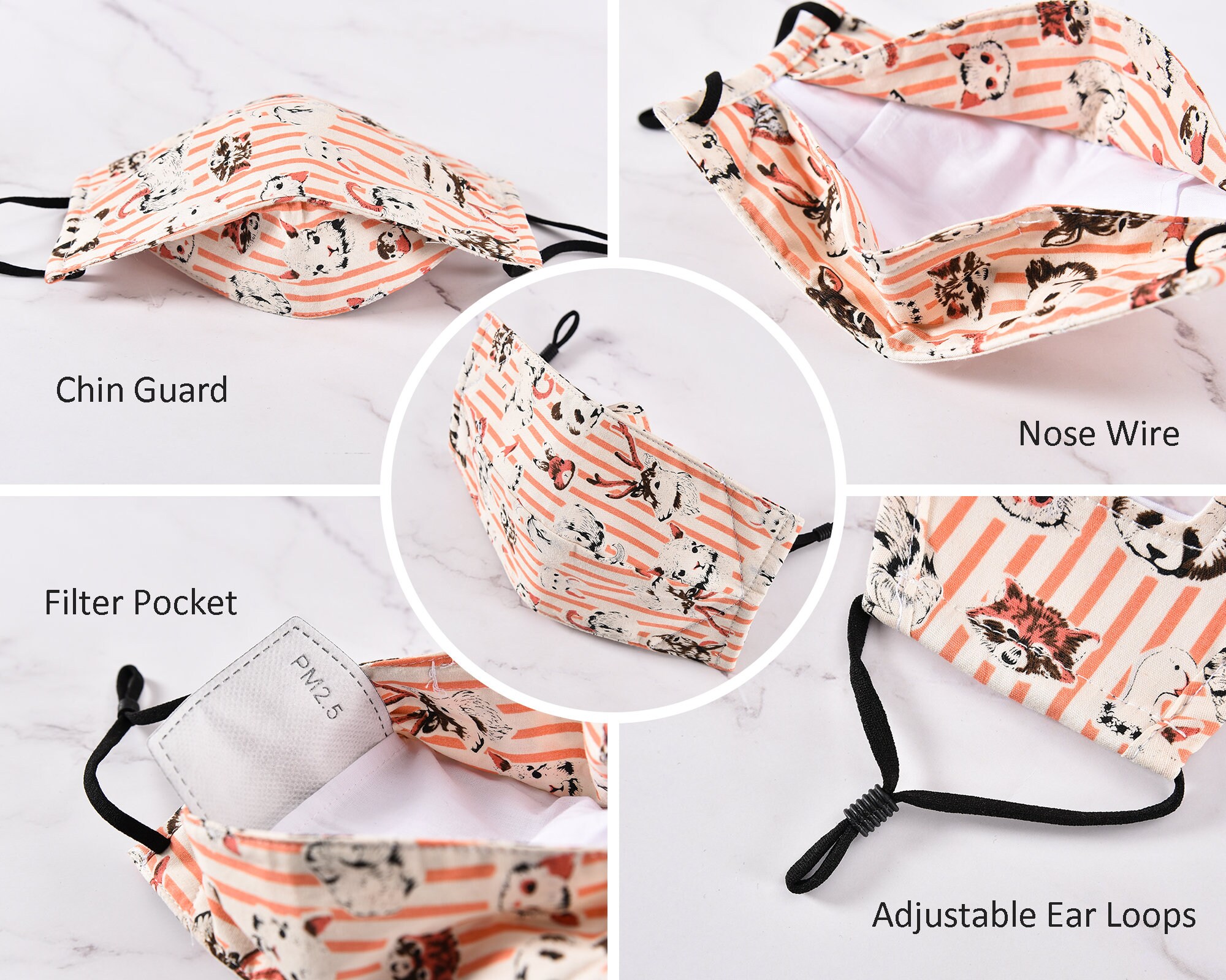 3D Face Mask Bundle 3 Ply Cotton Face Mask With Nose Wire - Etsy