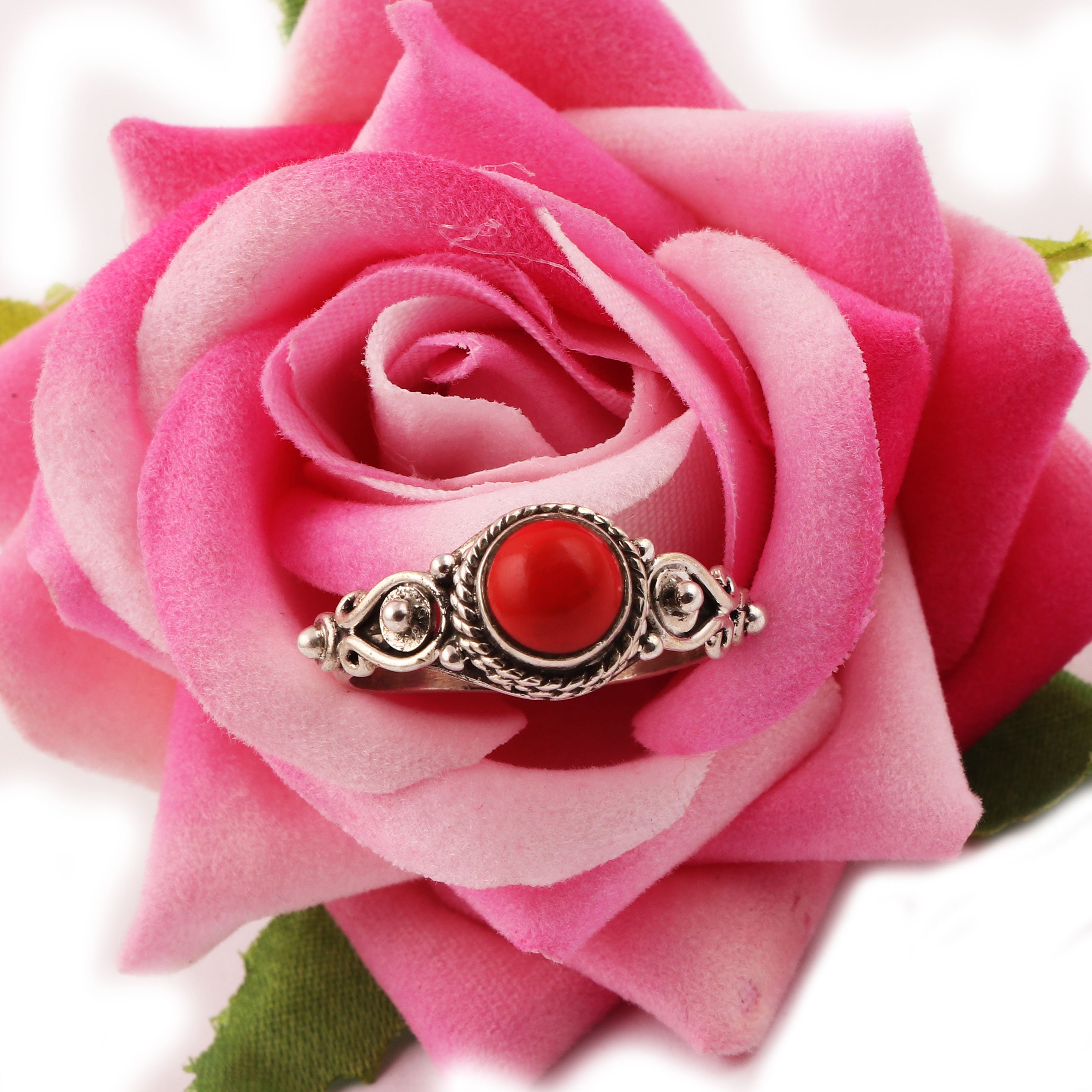 Red Coral Ring 925 Sterling Silver Rings Coral Ring Women | Etsy