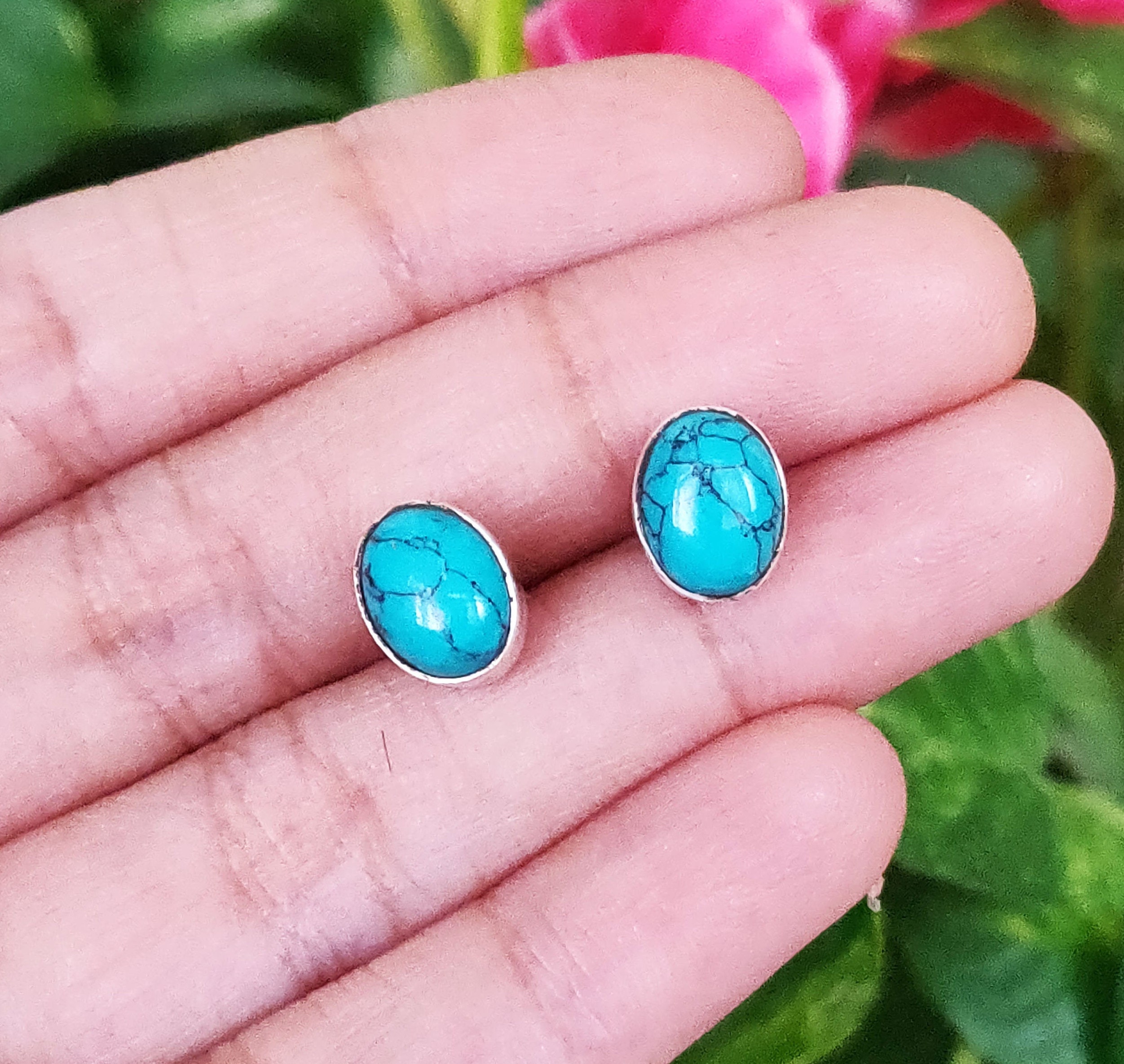 Best Quality Matrix Turquoise 7x9mm Oval Smooth Silver | Etsy