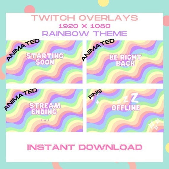 Twitch Stream Overlay Animated Rainbow Pastel Cute Theme - Etsy