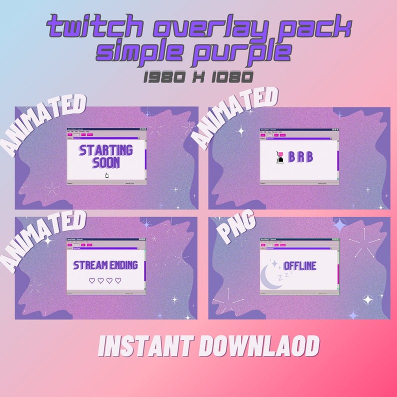 Twitch Overlay Animated Simple Purple Theme Starting Soon / BRB ...