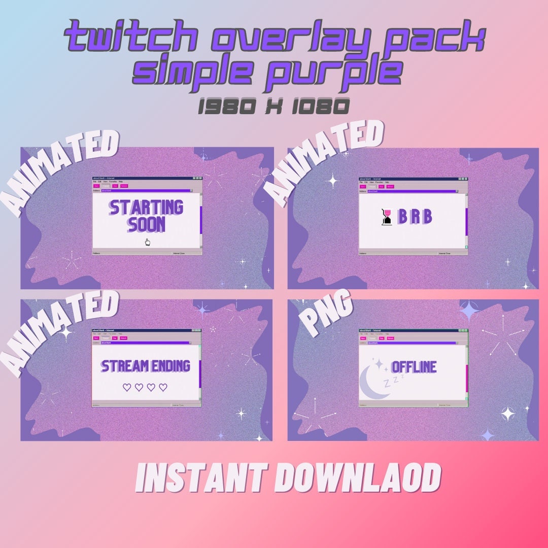 Twitch Overlay Animated Simple Purple Theme Starting Soon / BRB ...
