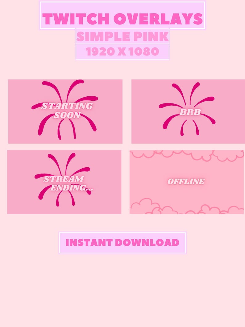 Twitch Stream Overlay Simple Pink Animated Starting Soon / BRB / Stream ...