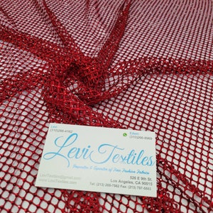 Burgundy Iridescent Rhinestones on Burgundy Soft Stretch Fish Net Mesh ...