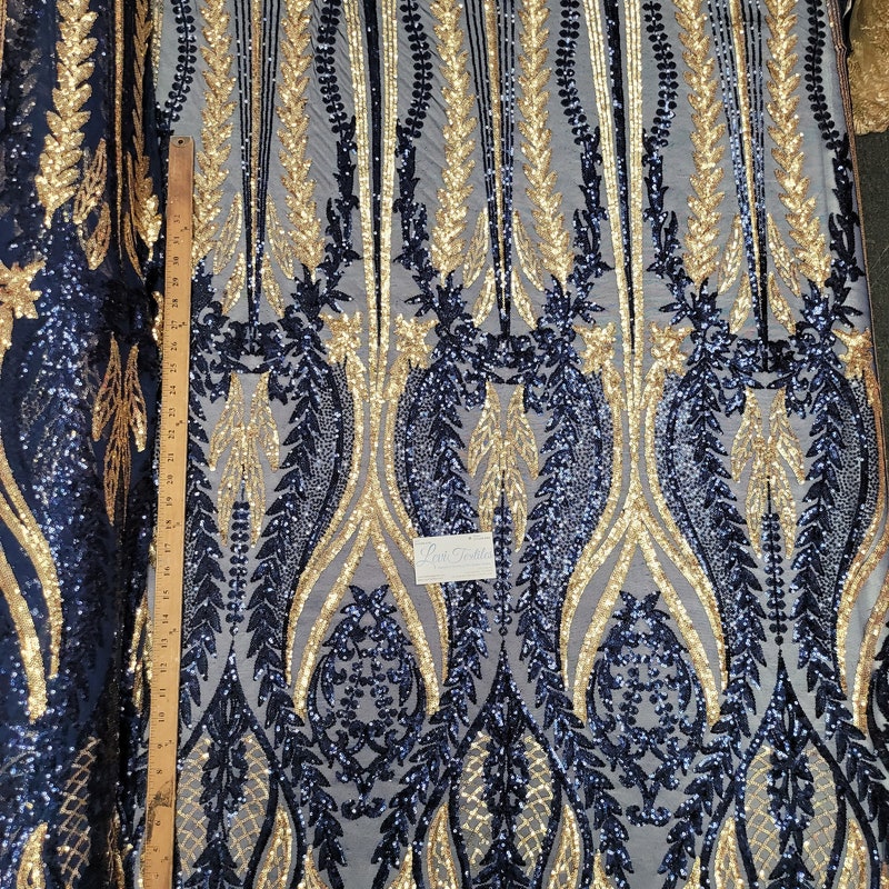 Navy and Gold Fabric - Etsy