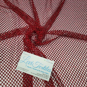 Burgundy Iridescent Rhinestones on Burgundy Soft Stretch Fish Net Mesh ...