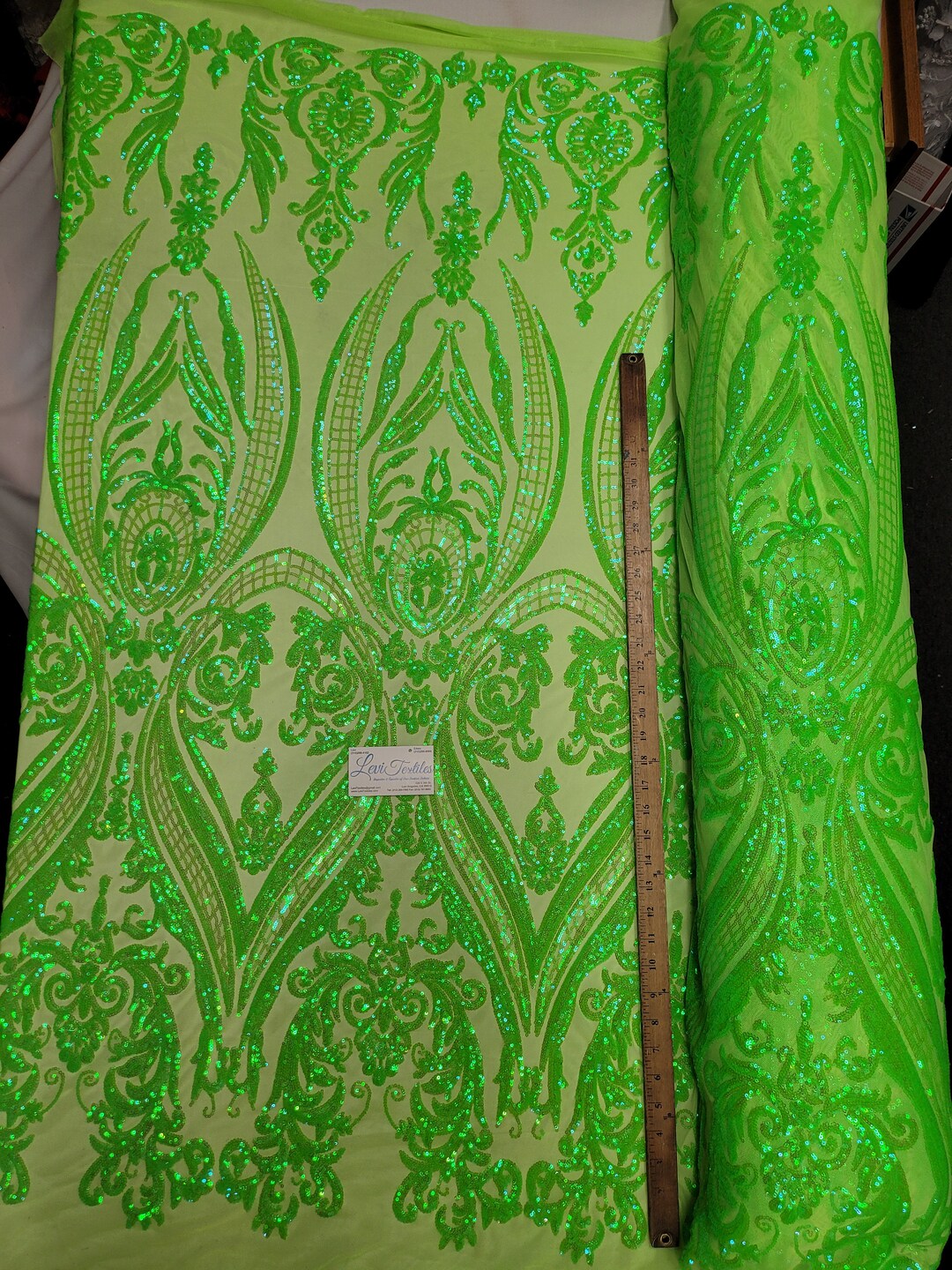 Neon Green "hourglass Design" 4 Way Stretch Nylon Spandex Mesh Lace ...