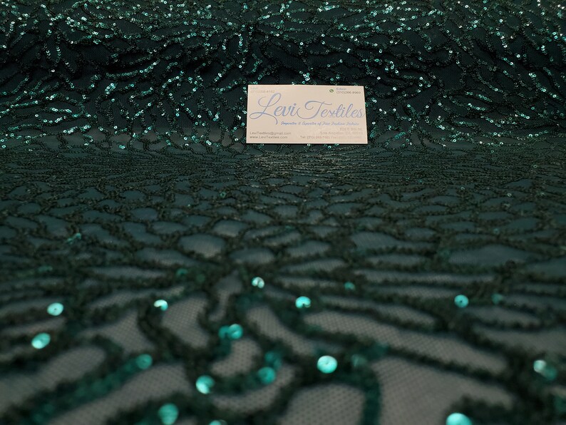 Teal "spider Web Design" 4 Way Stretch Nylon Spandex Mesh Sequin Fabric ...