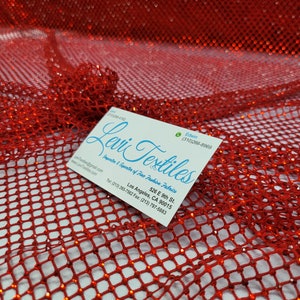 Red Iridescent Rhinestones on Red Soft Stretch Fish Net Mesh ...