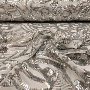 Silver Stretch Nylon Spandex Mesh Sequin Fabric | Etsy