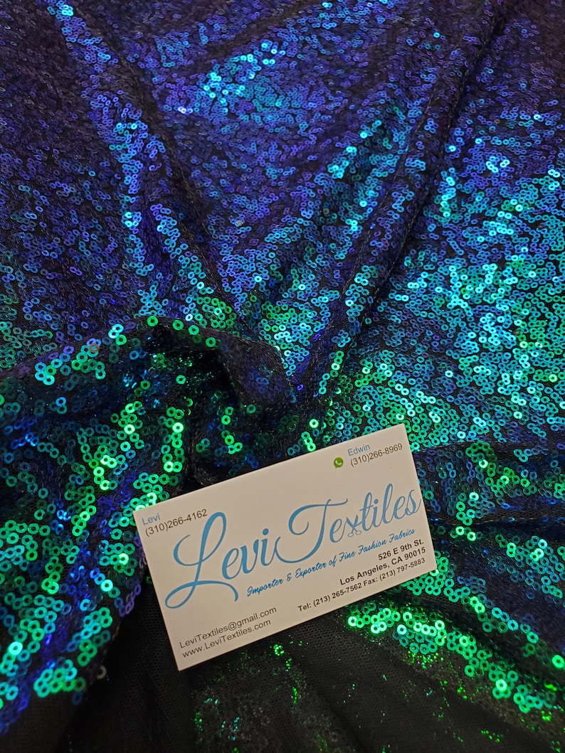 Iridescent Green Blue Peacock Glitz Sequins Fabric / 3mm | Etsy