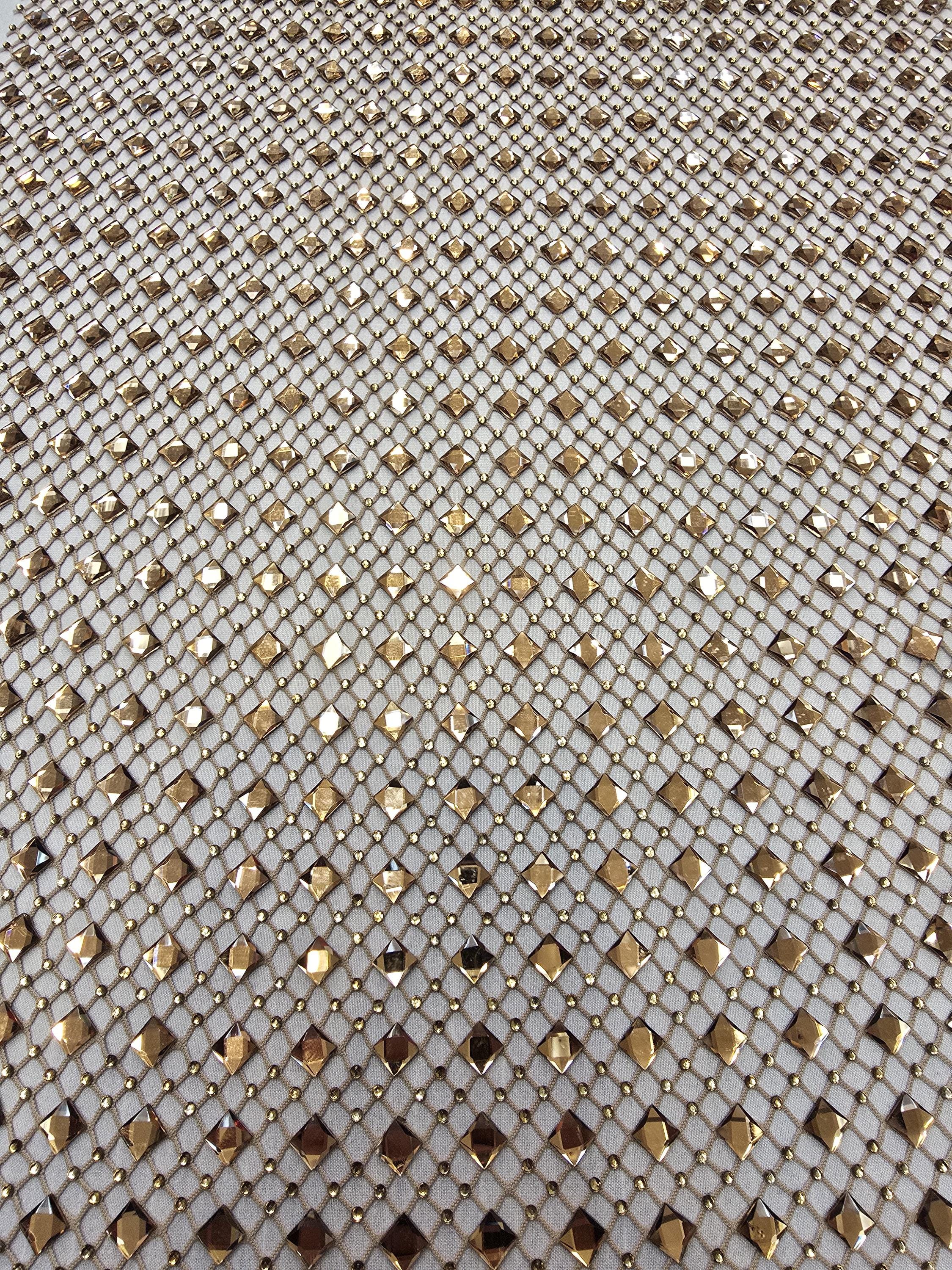 Rhinestone Mesh Fabric by the Yard – Stretch Crystal Fabric for Dresses ...