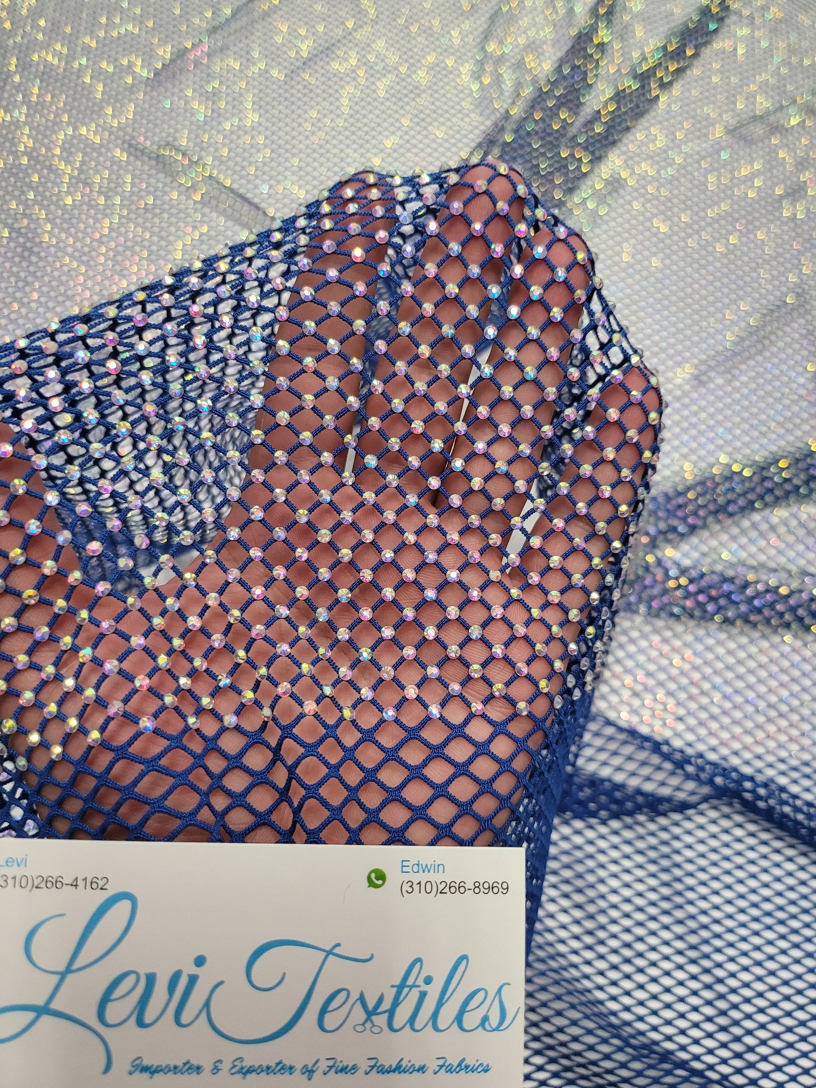 AB Iridescent Rhinestones on Royal Blue Soft Stretch Fish Net - Etsy