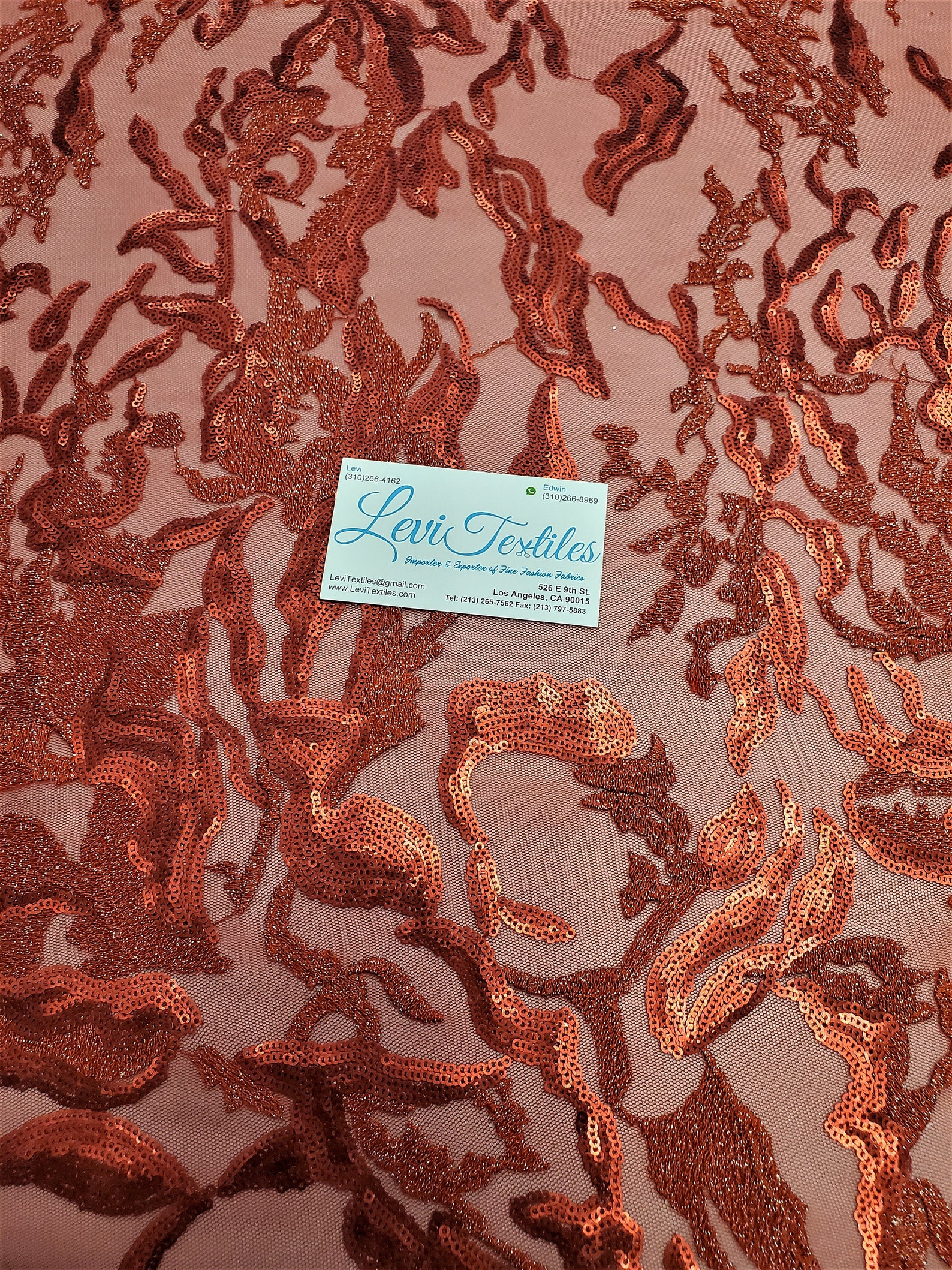 Red Sequin Lace Fabric W Lurex Thread Embroidered on Mesh W - Etsy